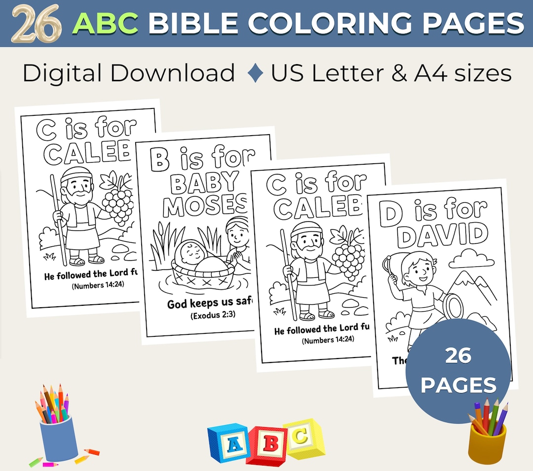 ABC Bible Coloring Book: Christian Kids Activity, Homeschool Printable ...