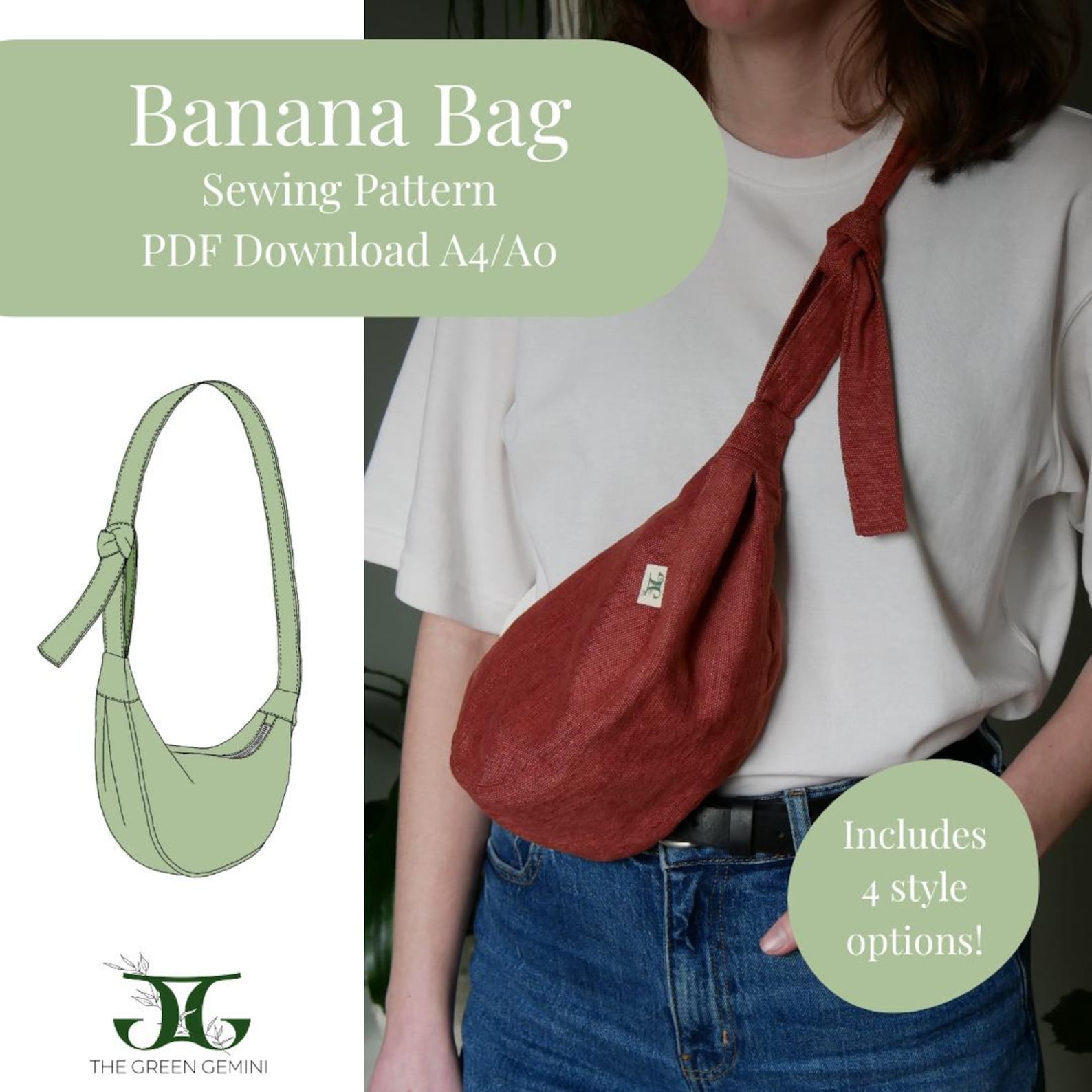PDF Sewing Pattern Banana Bag – Crossbody Bag DIY – Digital Bag Pattern ...