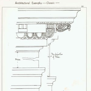 1898 Classic Architectural Frieze Print - Corinthian Entablature ...