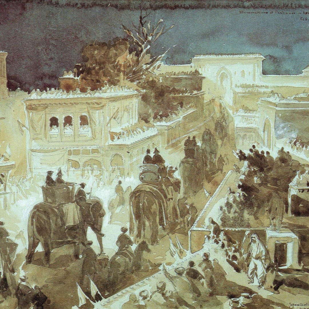 1860 Peshawar Illuminations - Original Vintage Print by Simpson ...