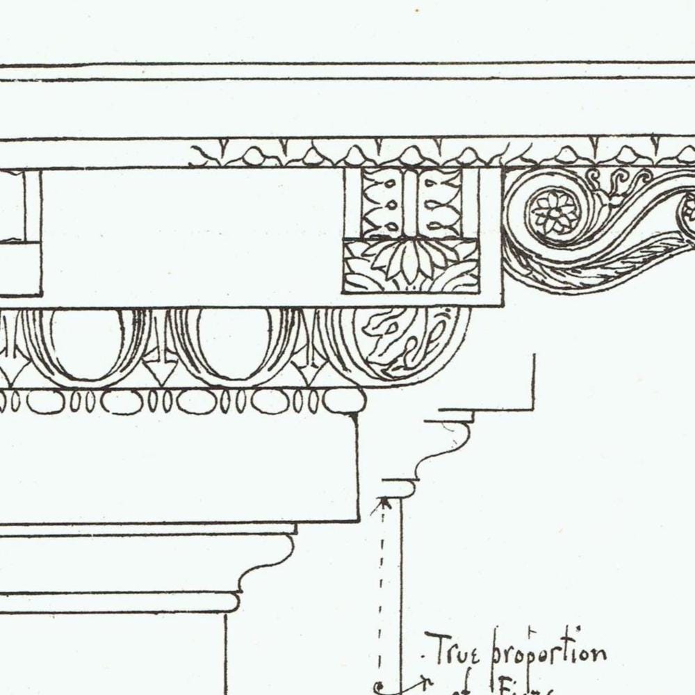 1898 Classic Architectural Frieze Print - Corinthian Entablature ...