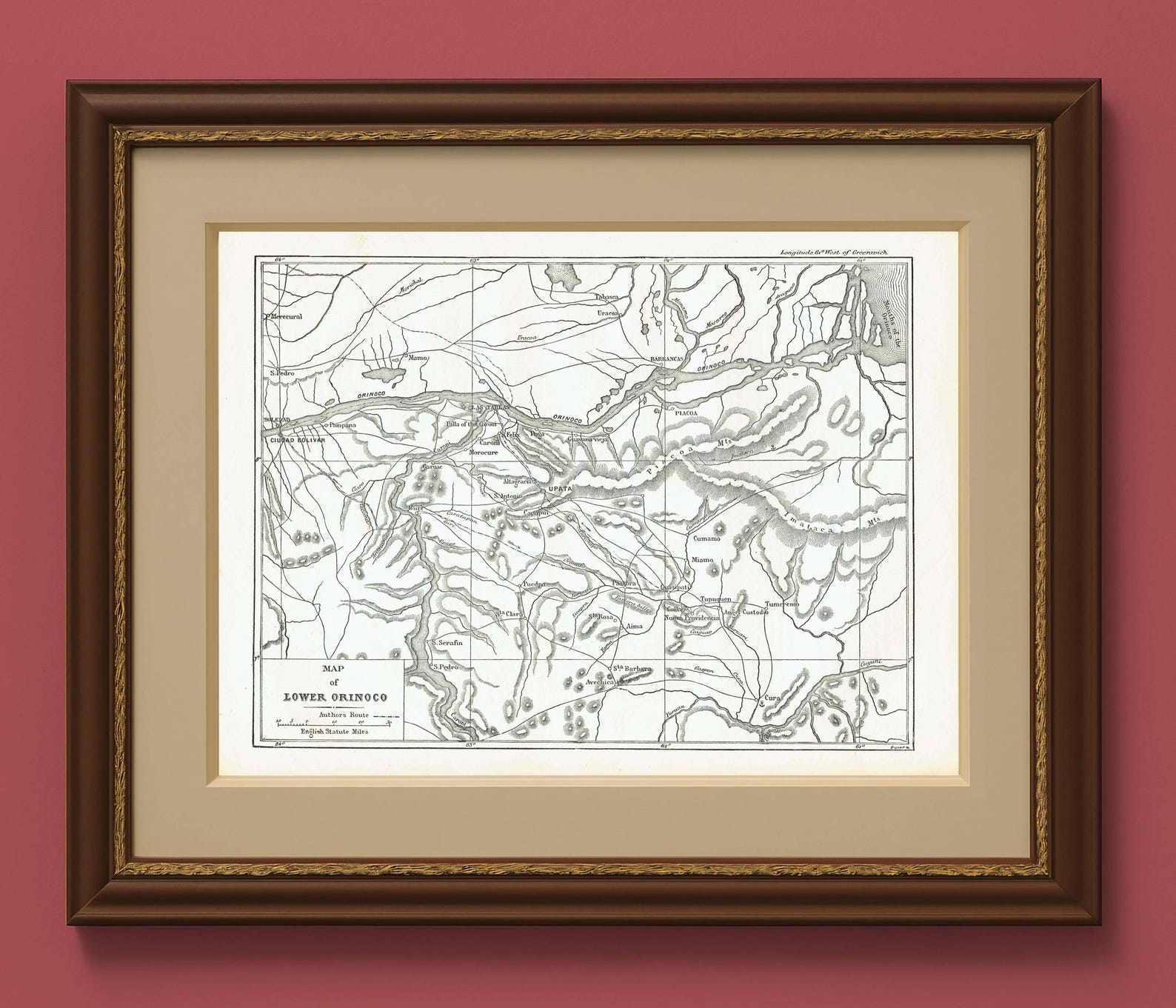 1870s Original Lower Orinoco River Map Woodblock Print - South American ...