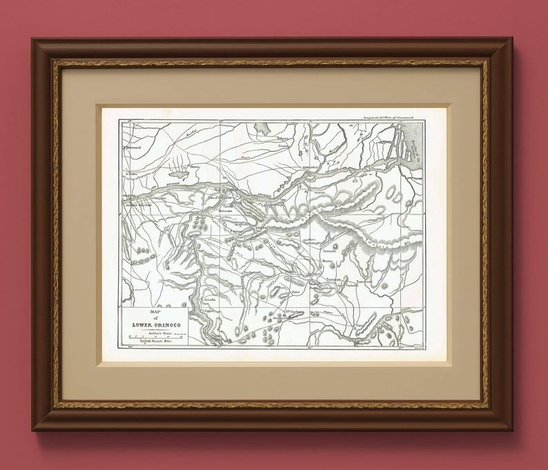 1870s Original Lower Orinoco River Map Woodblock Print - South American ...
