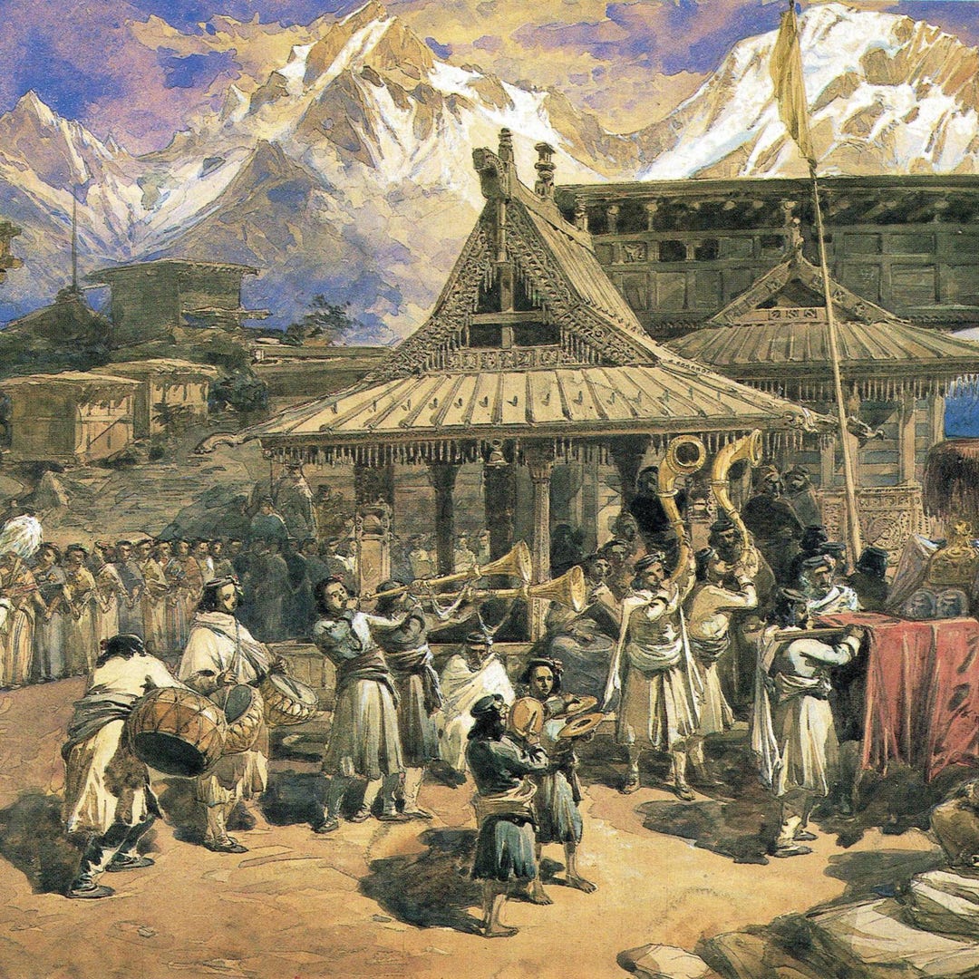 1860 Kothi Temple Ceremony - Original Vintage Print by Simpson - India ...