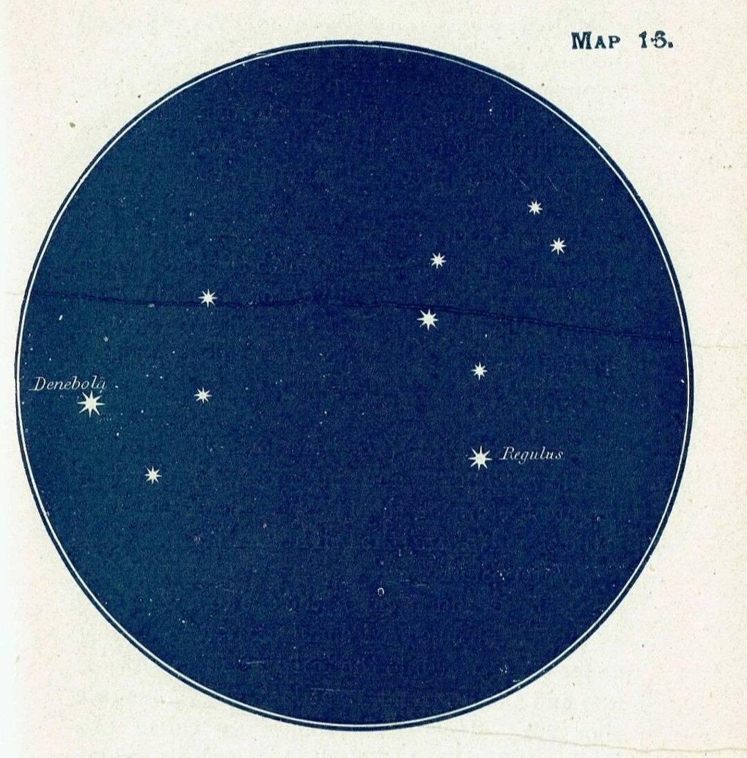 1944 Denebola Regulus Star Chart - Original Vintage Print by Gall ...