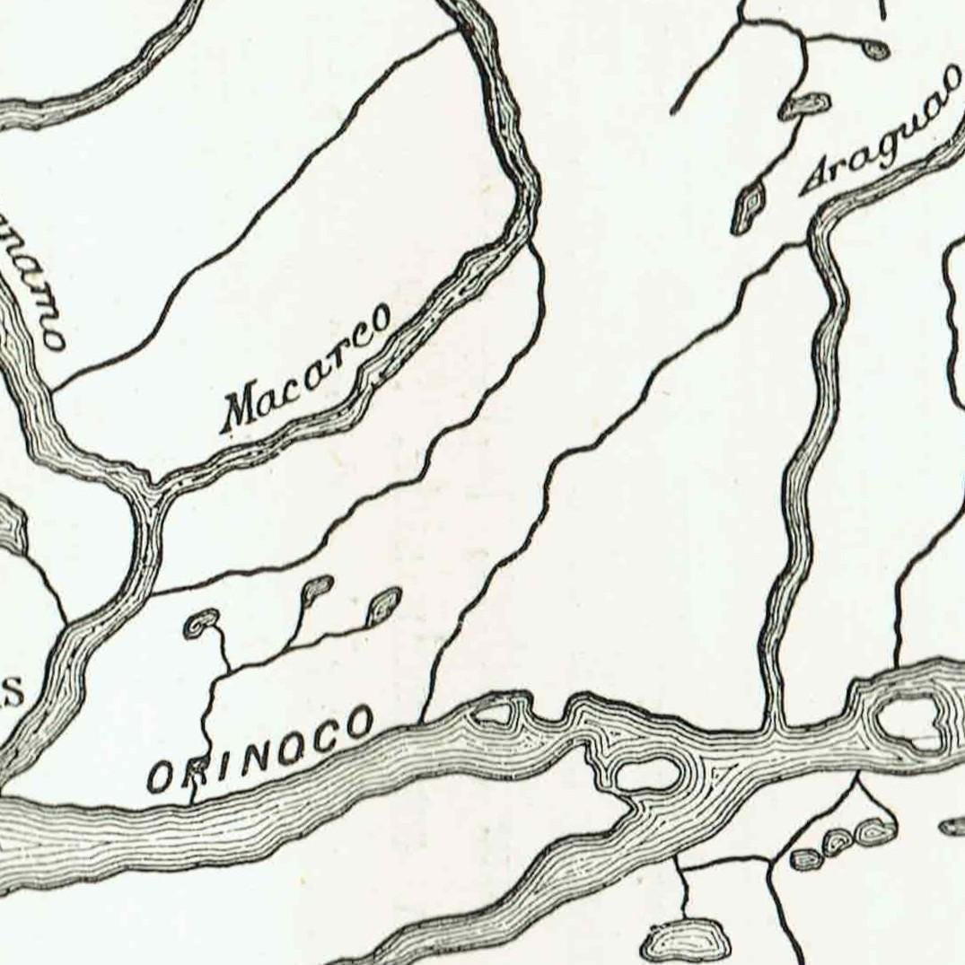 1870s Original Lower Orinoco River Map Woodblock Print - South American ...