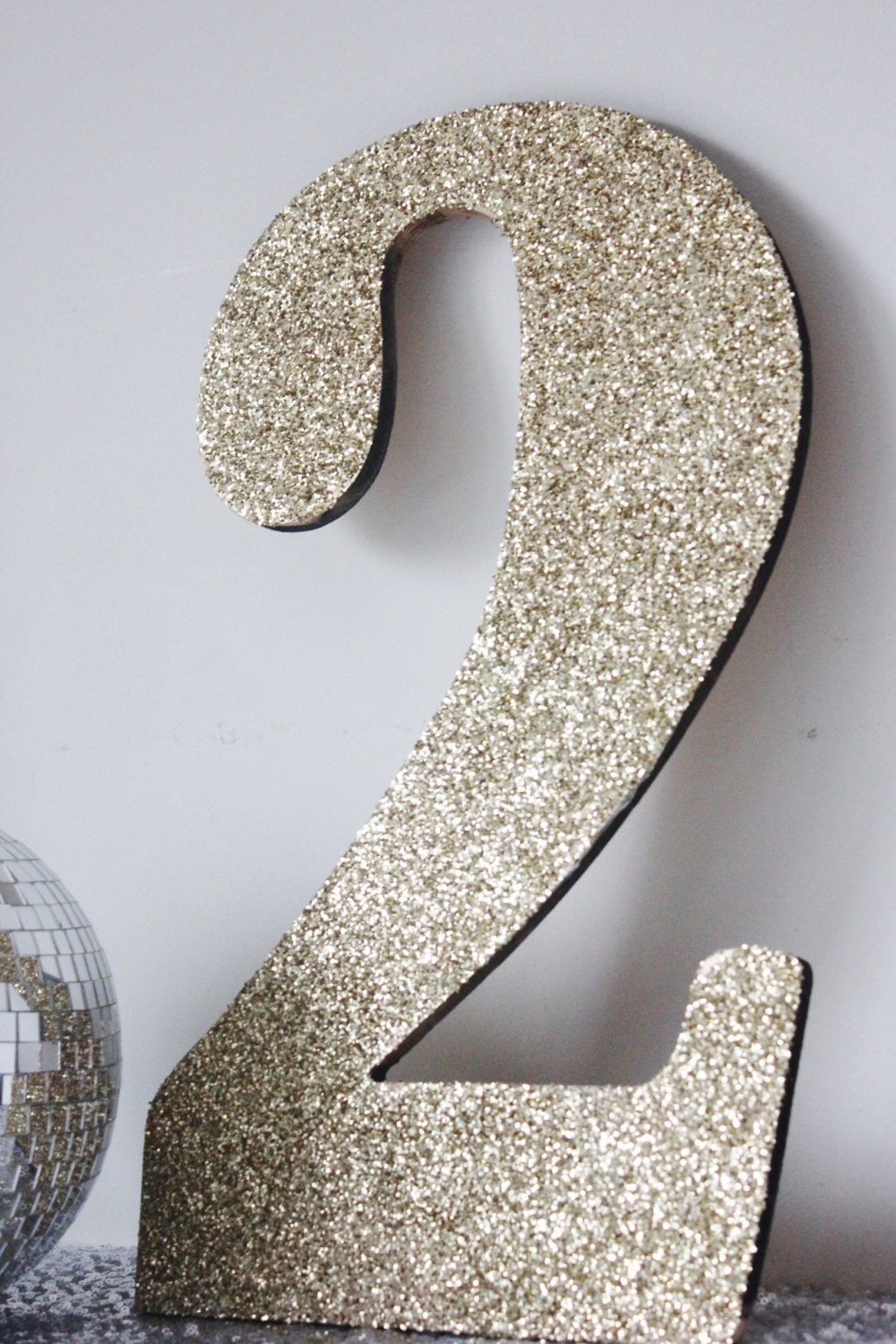 LARGE GLITTER NUMBER Wood Numbers Glittered Gold or Silver