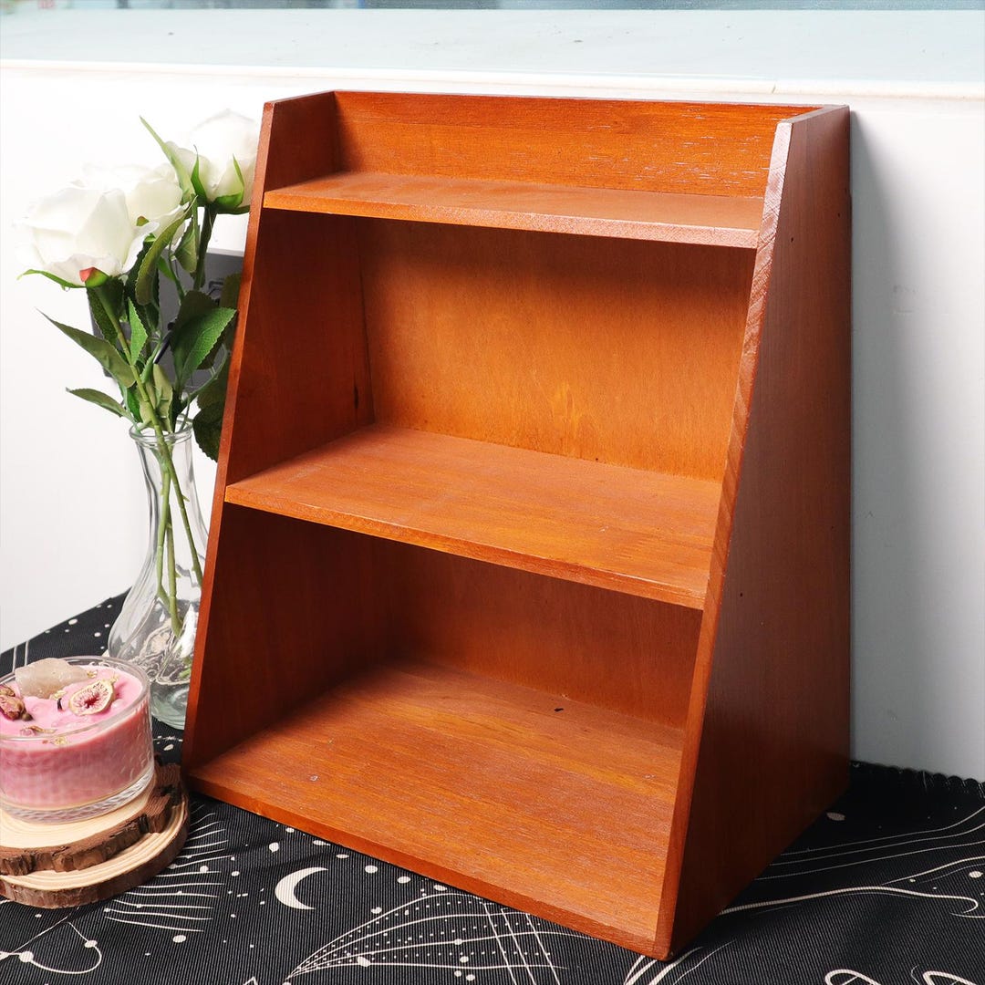 Mini Wooden 3-tier Shelf Organizer – Rustic Desktop Storage Rack for ...