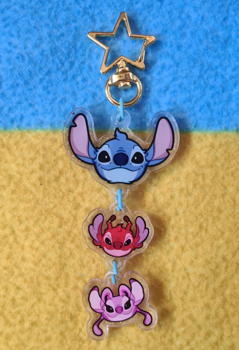 Lilo and Stitch, Stitch, Leroy End Angle Acrylic Keychain - Etsy