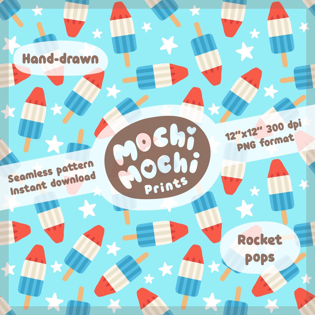 Rocket Pops Blue Seamless Pattern Instant Download 300 DPI PNG Digital ...