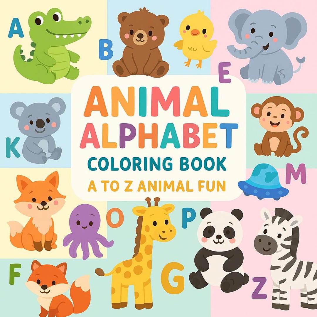 Animal Alphabet Coloring Book | A to Z Cute Animals | Kids Printable ...