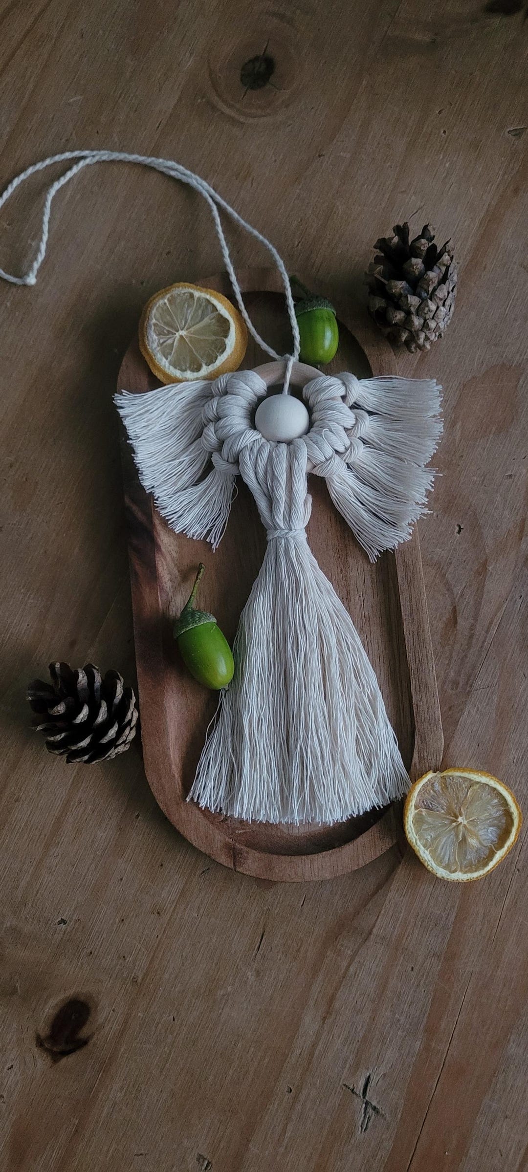 White Macrame Christmas Angel Ornaments, Holiday Decoration, Rustic ...