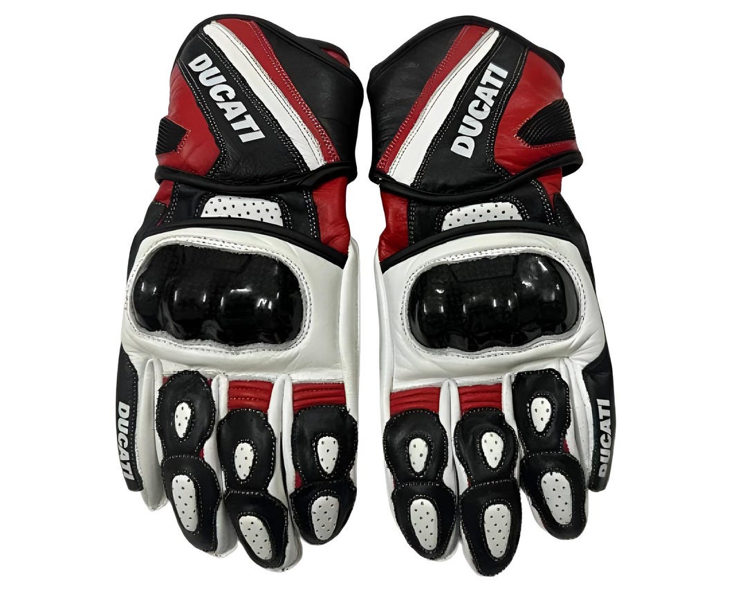 Ducati Speed Evo C1 Leather Motorcycle Racing Gloves Red Black White ...