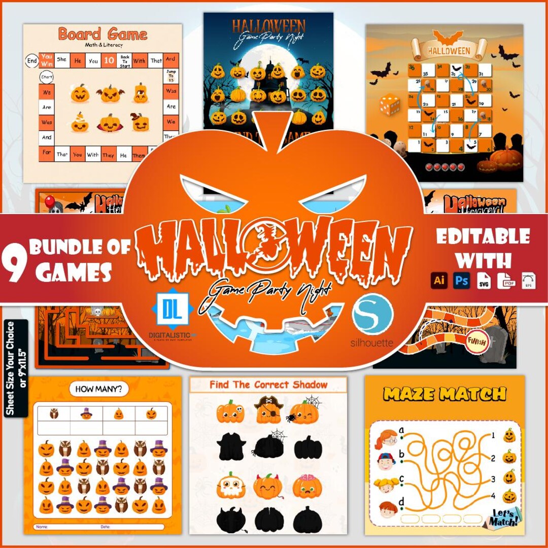 Halloween Games Bundle Template, Halloween Pumpkin Games, Halloween ...