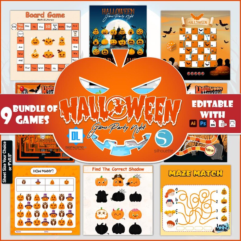 Halloween Games Bundle Template, Halloween Pumpkin Games, Halloween ...