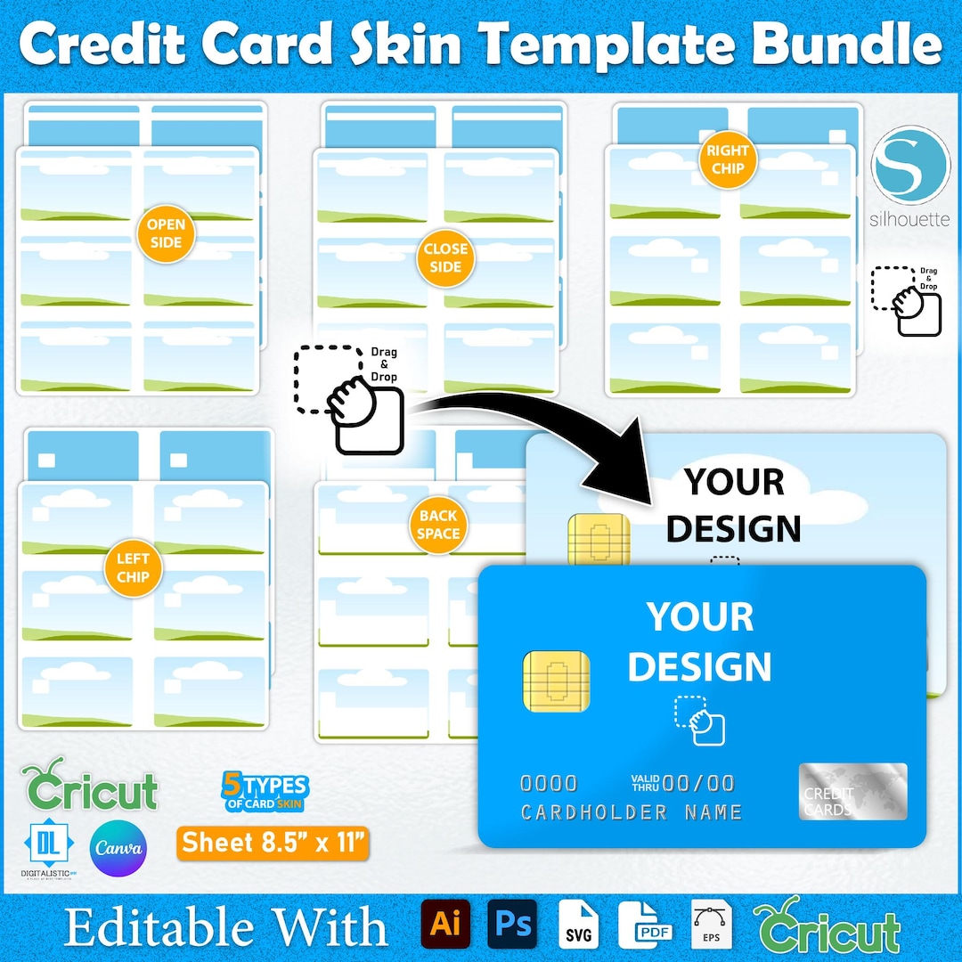 Credit Card Skin Template Bundle: SVG, AI, PDF (digital Download) - Etsy UK