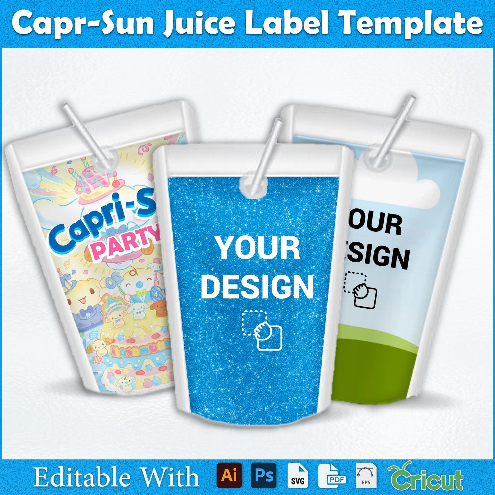 Capri Juice Label Template, Custom Caprisun Label, Juice Pouch Label ...