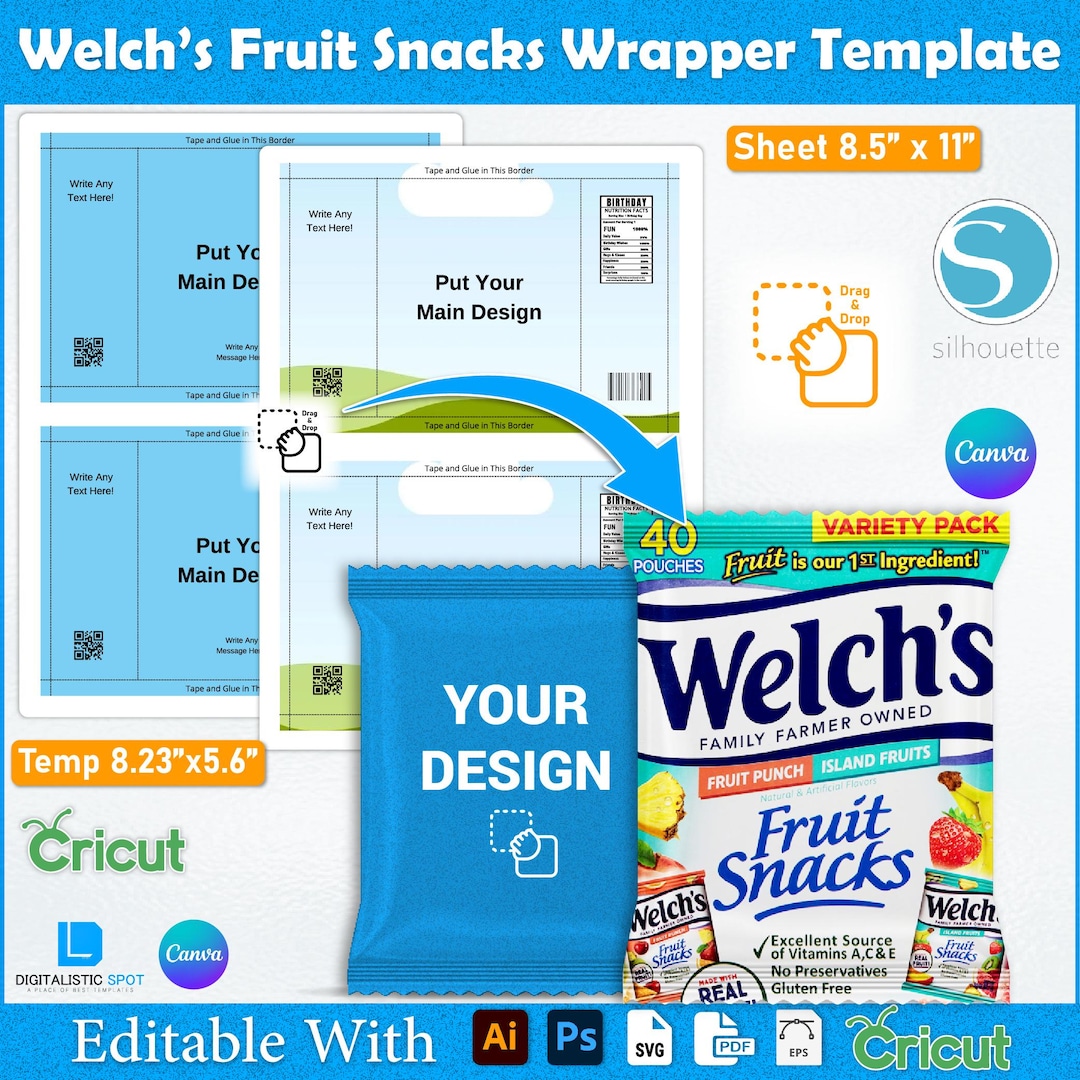 Welch's Fruit Snack Label Template, Welche's Wrapper, Welch's Wrapper ...
