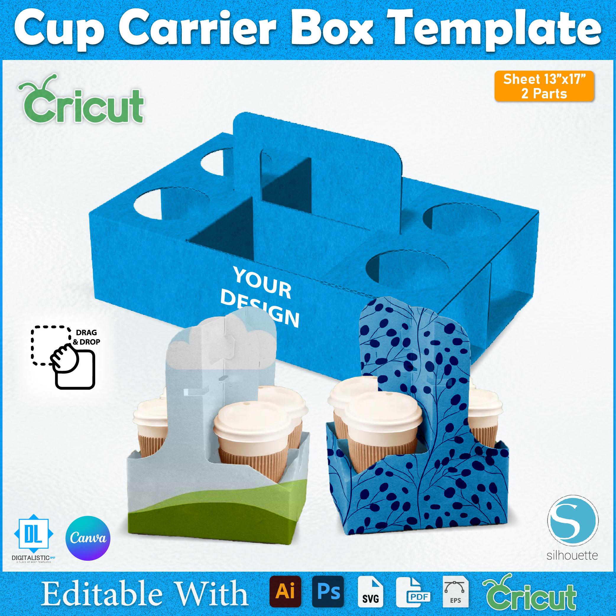 Cup Carrier Box Template, Cup Carrier Holder, Cup Carrier SVG, Mug ...