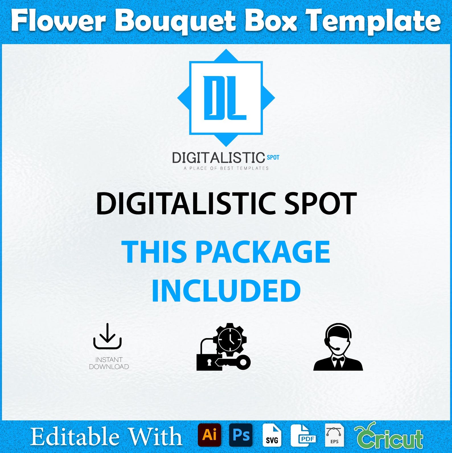 Flower Bouquet Box Template, Flower Box, Flower Bouquet, Gift Box, Rose ...