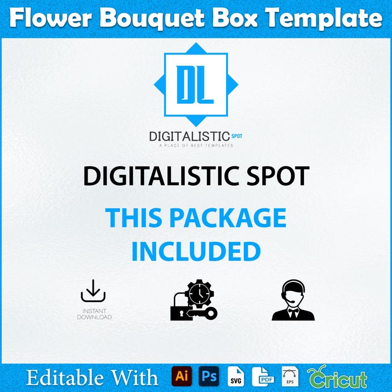 Flower Bouquet Box Template, Flower Box, Flower Bouquet, Gift Box, Rose ...