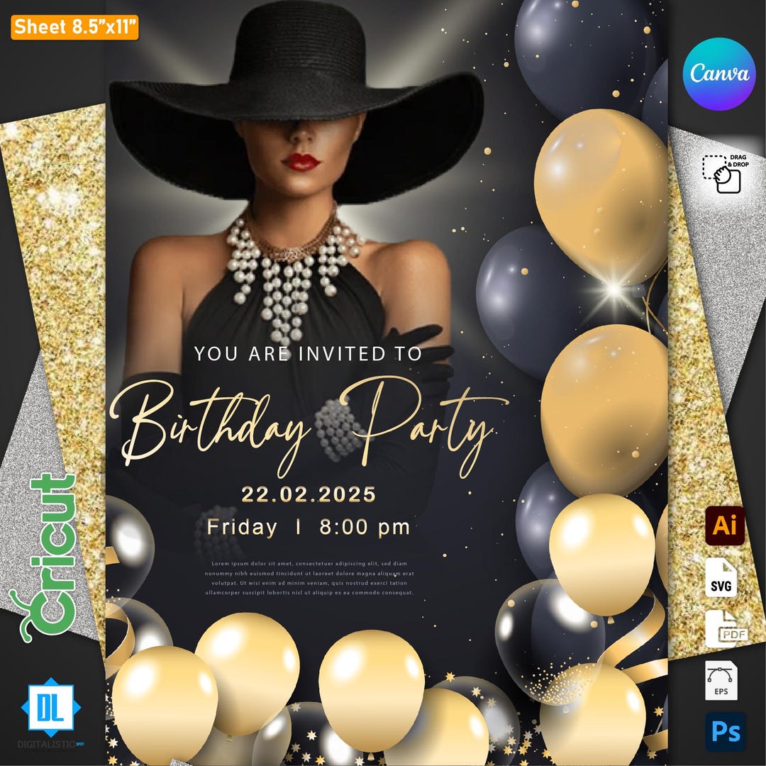 Birthday Party Invitation Template, Invitation Mockup, Social Media ...