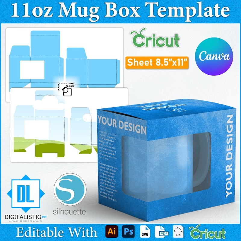 Mug Box Template - Etsy