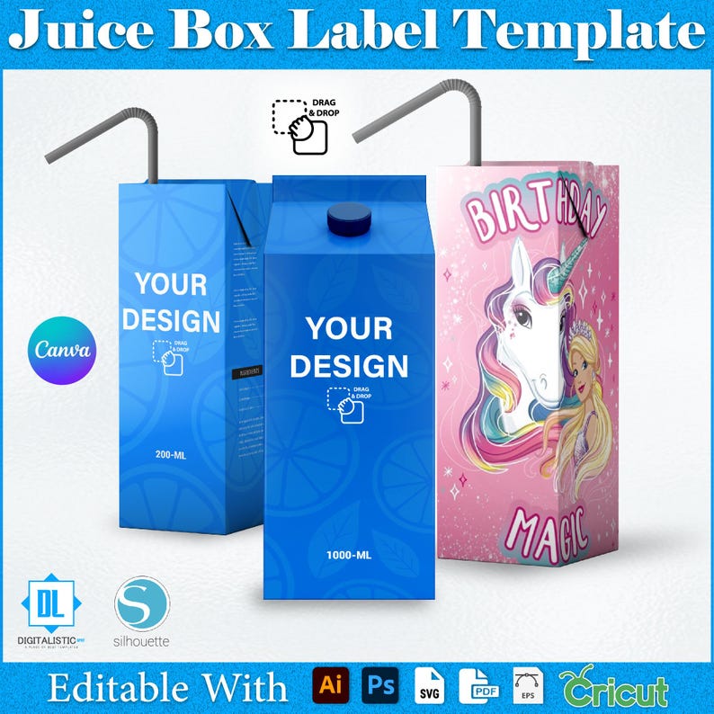 Juice Box Template, Juice Box Wrapper Template, Juice Box Bundle ...