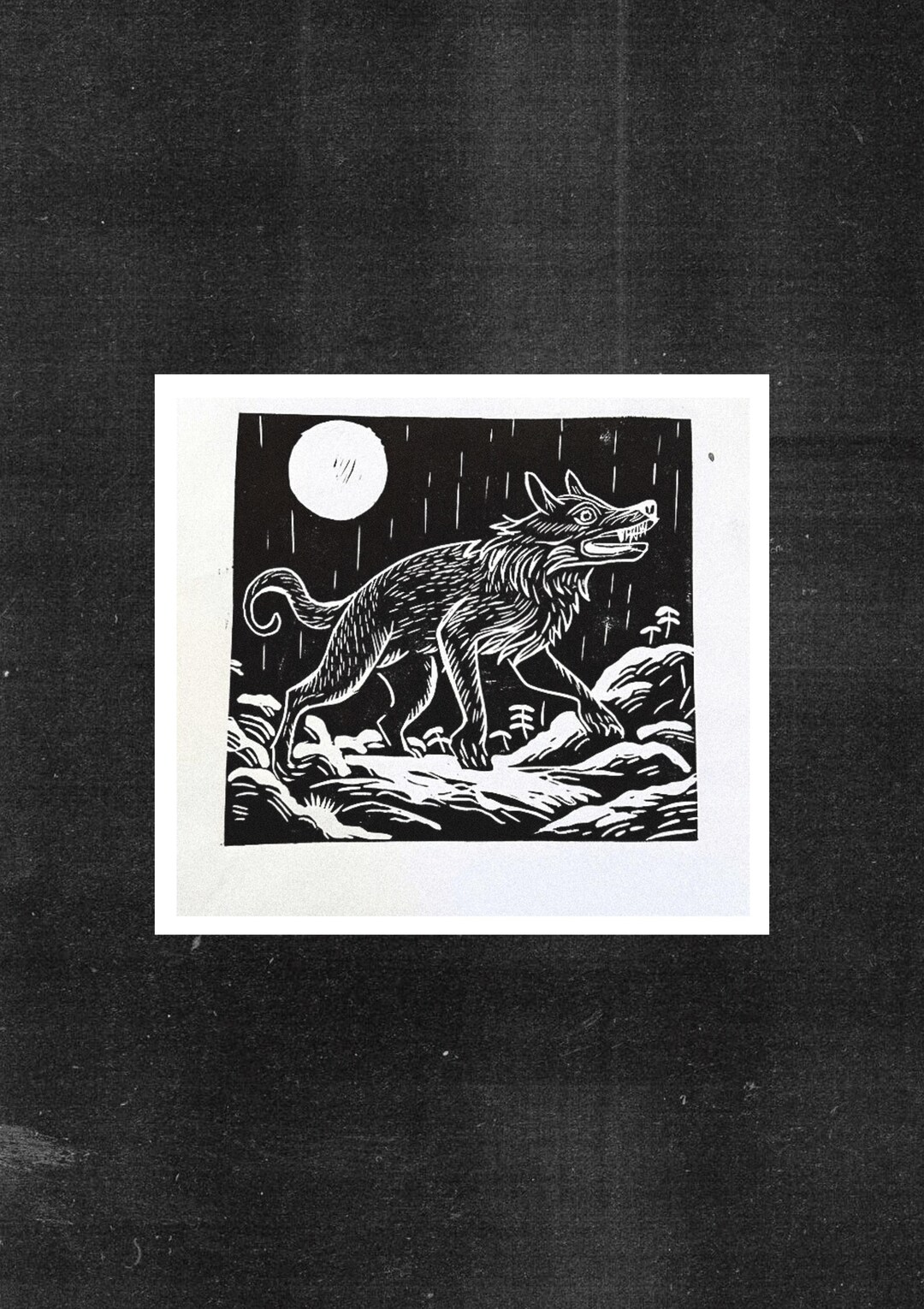 Hand-carved Werewolf Linocut Print: Folklore Dark Art - Etsy
