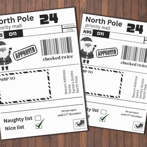 Editable Santa Shipping Label | North Pole Express Mail Tag (PDF) - Etsy