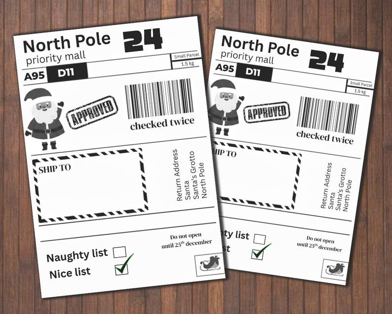 Editable Santa Shipping Label | North Pole Express Mail Tag (PDF) - Etsy