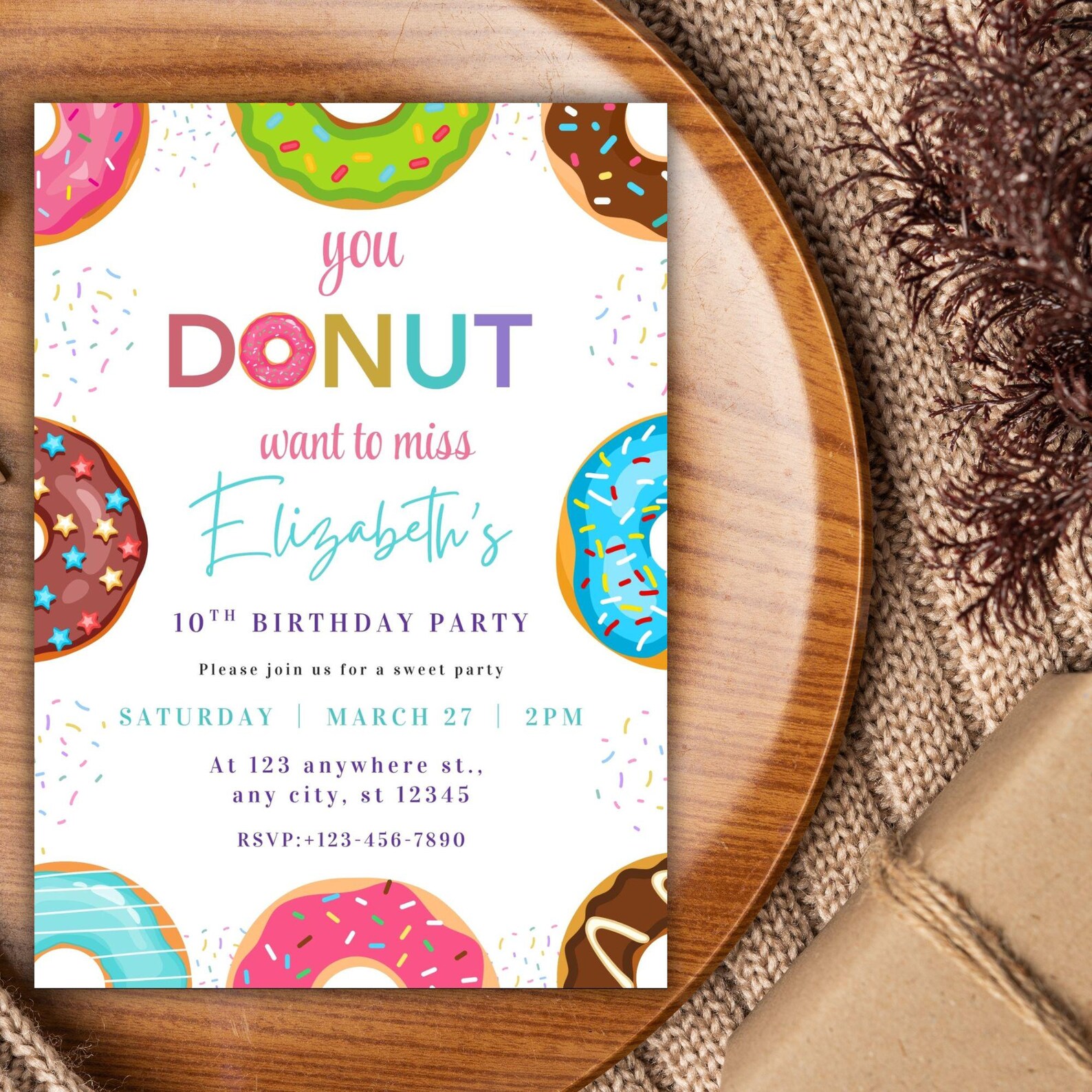 Donut Birthday Invitation. Donut Invitation. Donut Birthday Party ...