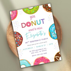 Donut Birthday Invitation. Donut Invitation. Donut Birthday Party ...