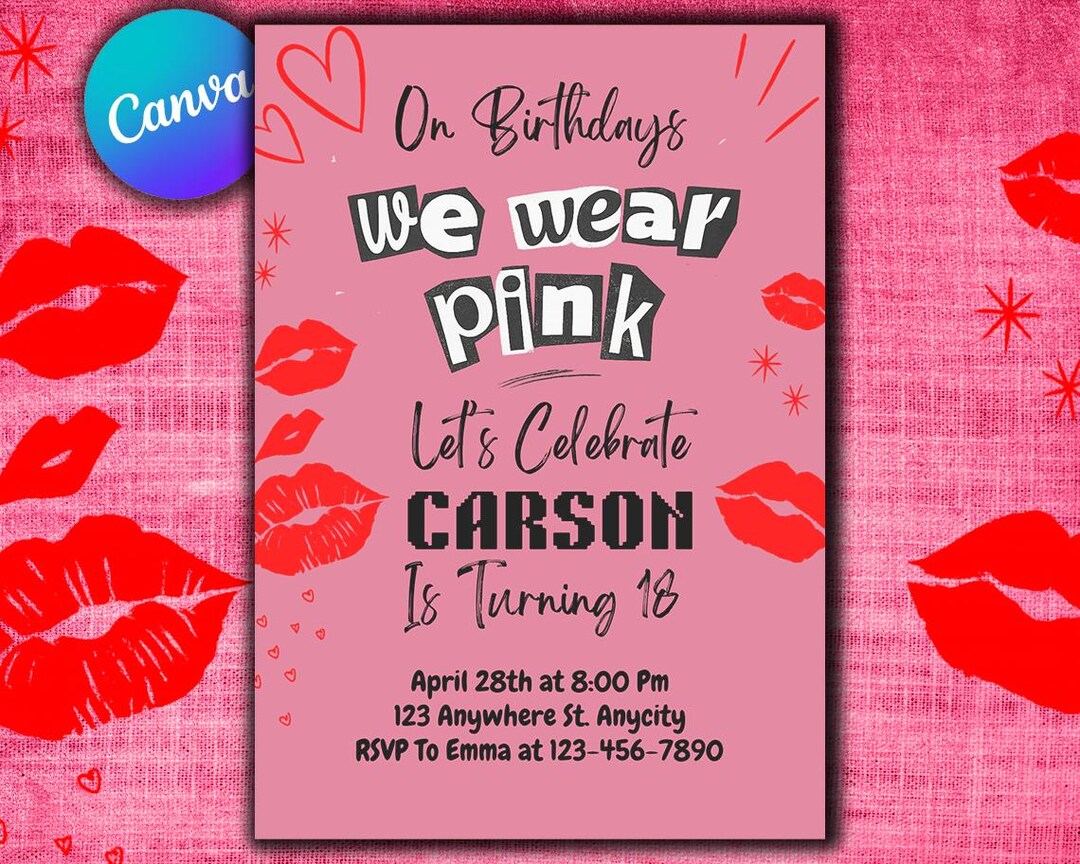 Editable Mean Girls Inspired Birthday Party Invitation Template, Burn ...