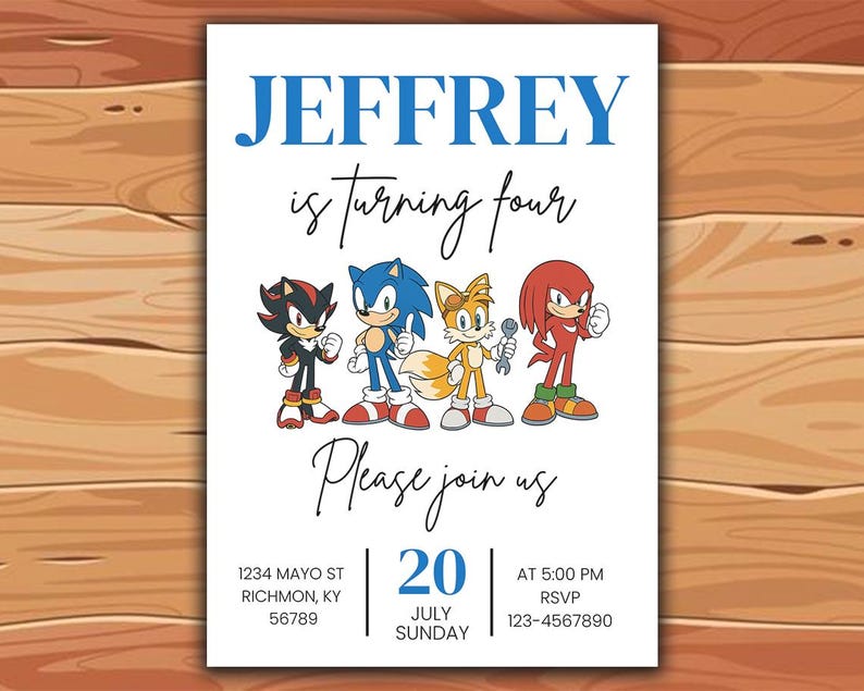 Sonic Birthday Invitation: Editable Canva Template (digital Download ...