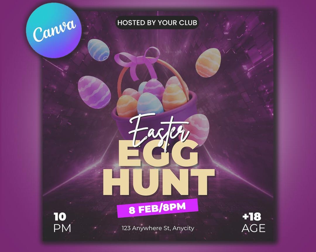 Editable Easter Egg Hunt Flyer Template, Printable Canva Invitation (8. ...