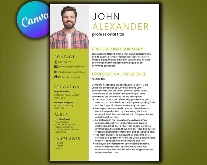 Editable Modern CV TEMPLATE for Microsoft Word Professional Resume ...