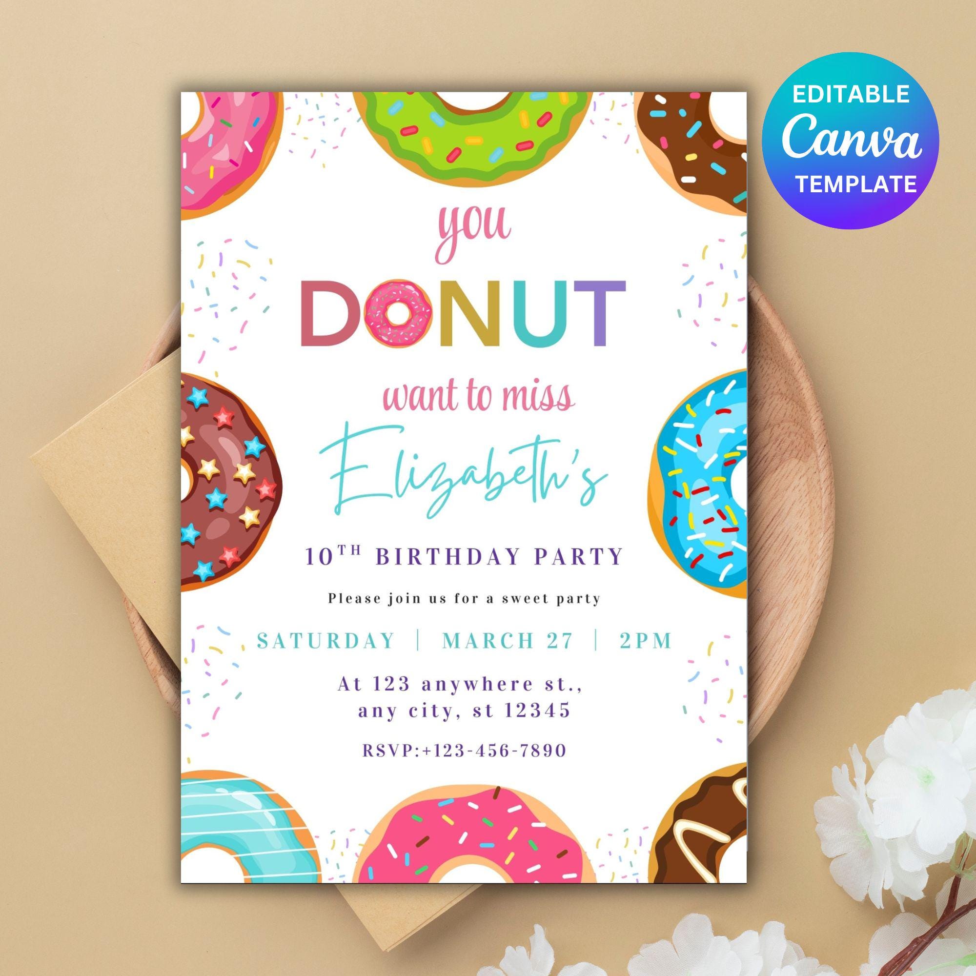 Donut Birthday Invitation. Donut Invitation. Donut Birthday Party ...