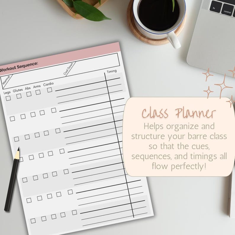 Barre Class Planner Template – Printable Instructor Worksheet ...