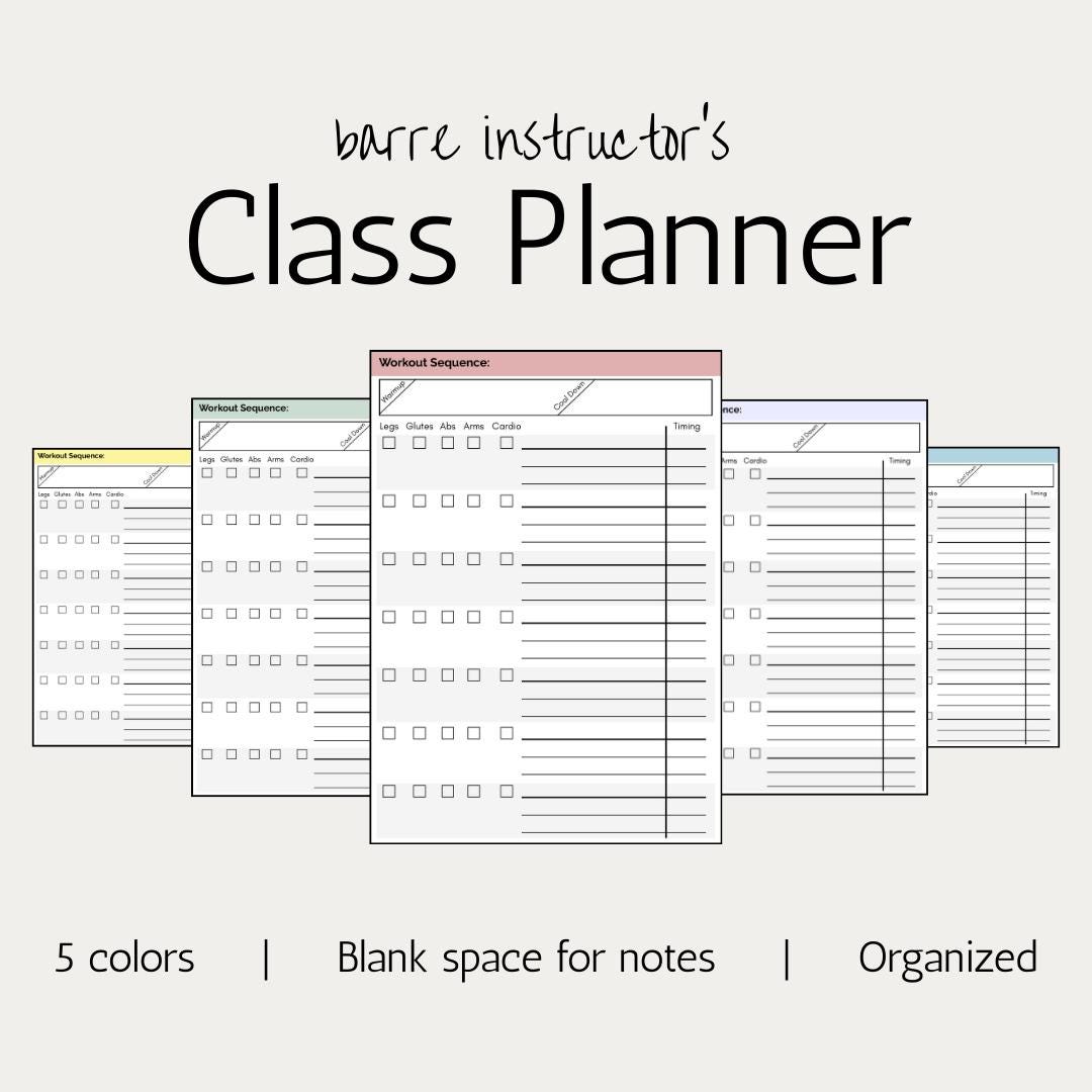 Barre Class Planner Template – Printable Instructor Worksheet ...