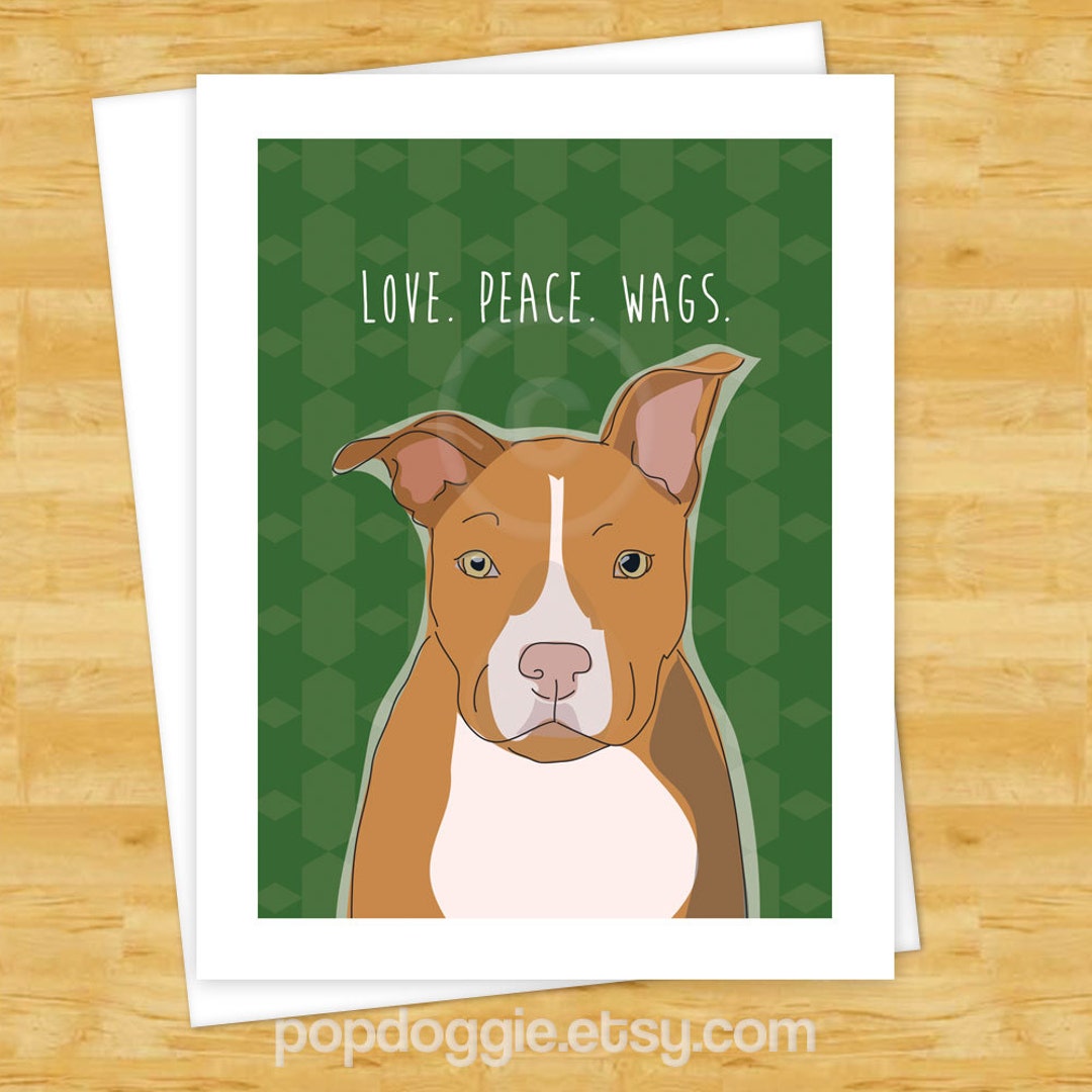 Pit Bull Christmas Card Love Peace Wags Dog Christmas - Etsy