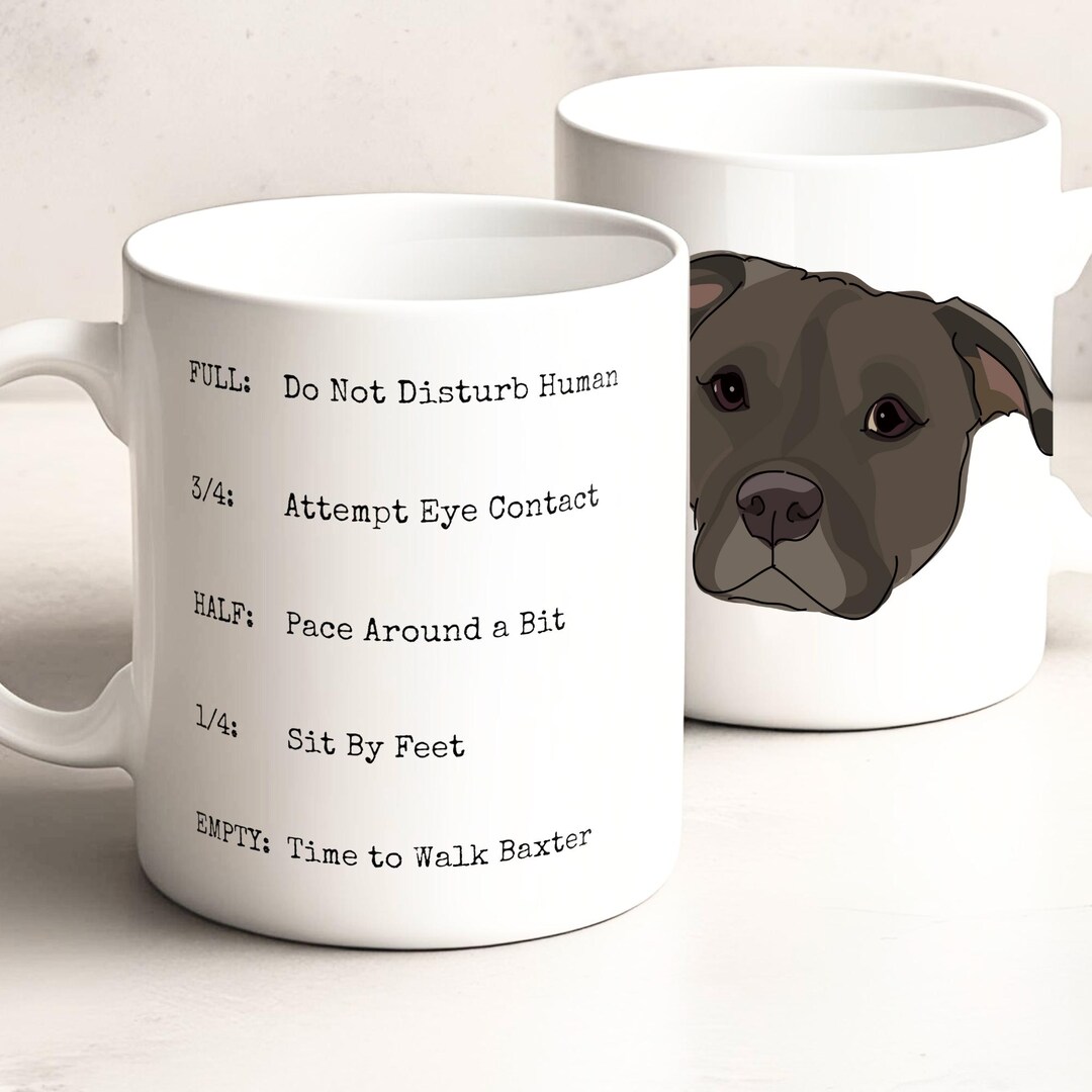 Funny Pit Bull Mug – Dog Walk Countdown – Black Pitbull Coffee Mugs ...