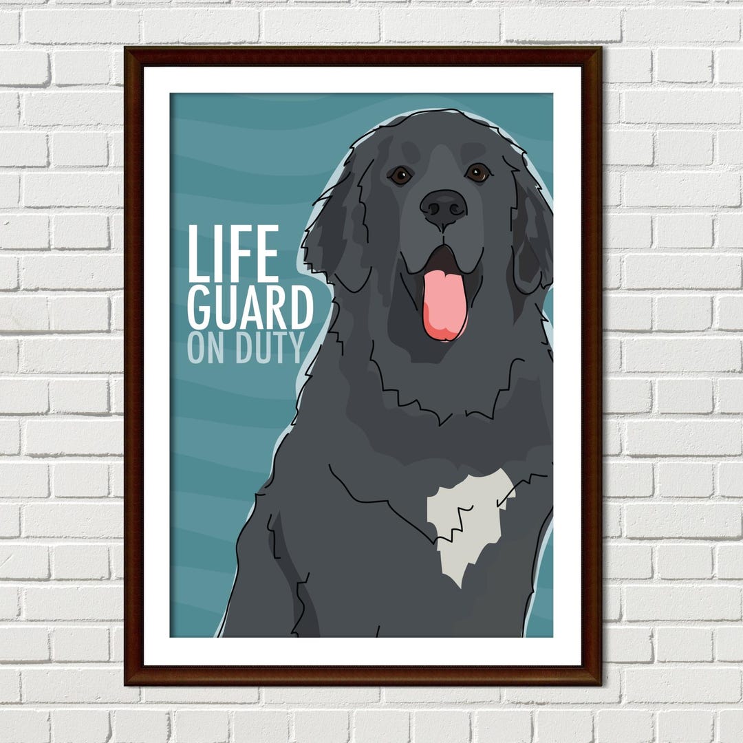 Newfoundland Art Print – Funny Dog Breed Illustration – Black Newfie is ...