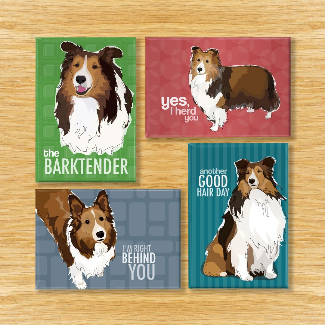 Sheltie Fridge Magnets Set, Funny Shetland Sheepdog Sayings, Dog Magnet ...