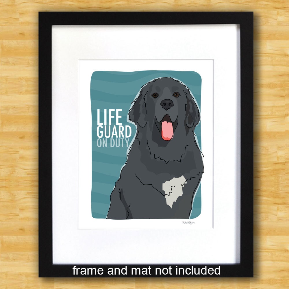 Newfoundland Art Print Lifeguard on Duty Black Newfie - Etsy