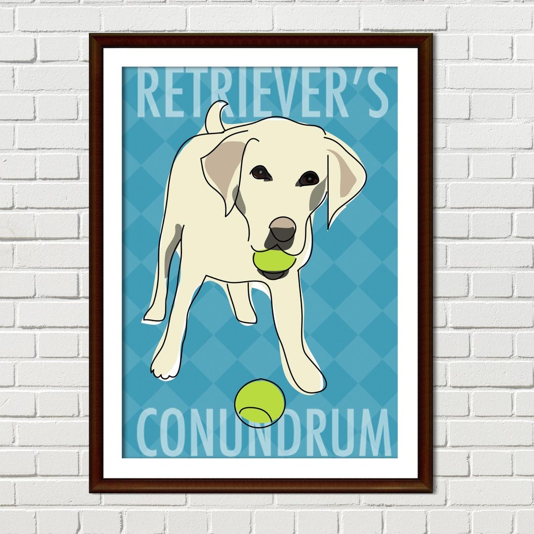 Yellow Lab Art Print – Funny Dog Breed Illustration – Labrador ...
