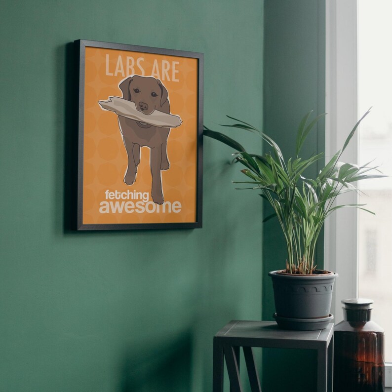 Chocolate Lab Art Print – Dog Breed Illustration – Labrador Retriever ...