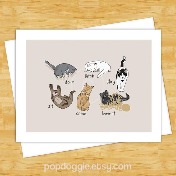 Cat Card Cats Being Cats Funny Cat Note Cards | Etsy