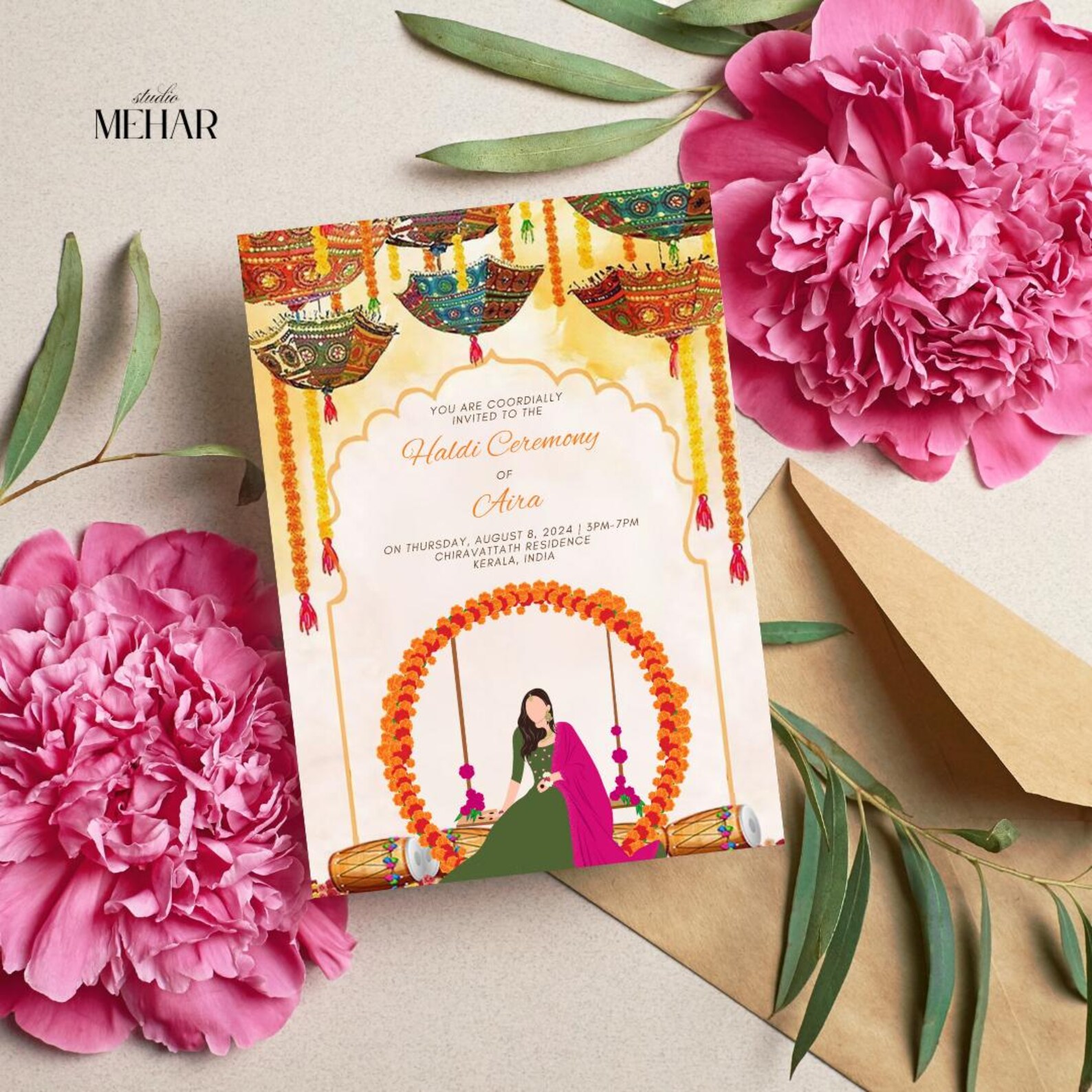 Haldi/mehndi/dholki Ceremony Invitation Template | Wedding Invitation ...