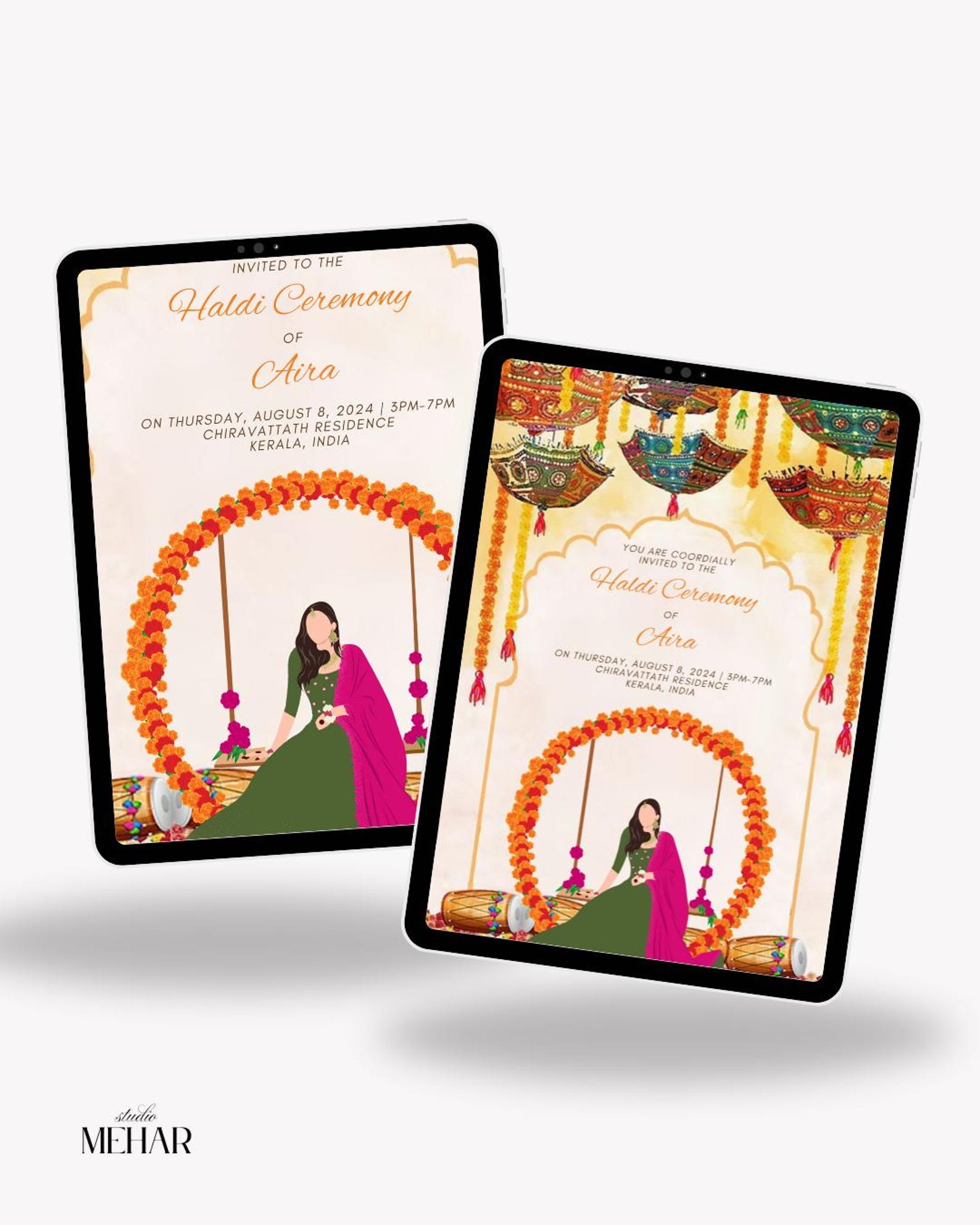 Haldi/mehndi/dholki Ceremony Invitation Template | Wedding Invitation ...